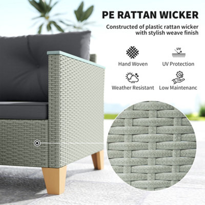 Outsunny L Shaped Garden Conversation Chaise Lounge Furniture, Charcoal ...