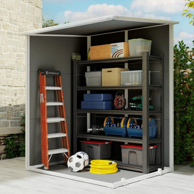 Outsunny Lean to Garden Shed 4'x5' Plastic Tool Storage House w ...