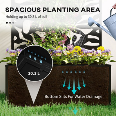 Outsunny Metal Garden Bed with Trellis, Raised Planter with Privacy Panel