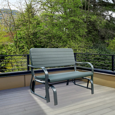Outsunny Metal Garden Rocker Bench Rocking Chair Loveseat Outdoor 2-Seater