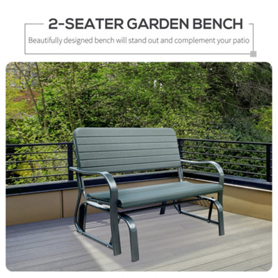 Outsunny Metal Garden Rocker Bench Rocking Chair Loveseat Outdoor 2-Seater