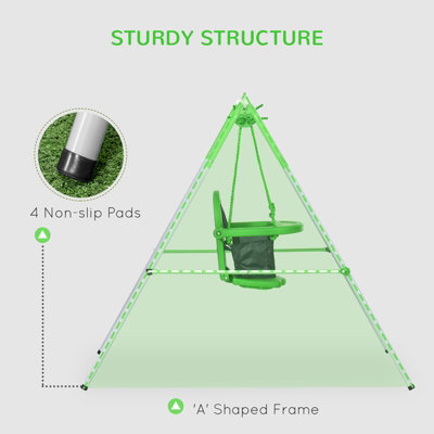 Outsunny Nursery Swing with Safety Seat Belt, Support Back for Indoor ...