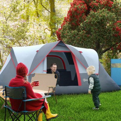 Outsunny Outdoor Camping Tent For 5-6 W/ Bag, Fibreglass & Steel Frame