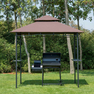 Outsunny Outdoor Double-tier BBQ Gazebo Shelter Grill Canopy Barbecue Tent