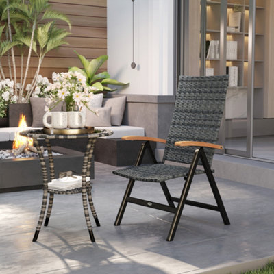 Buy Outsunny Outdoor Folding Rattan Chair, Dining Chair, Mixed-grey at B&Q