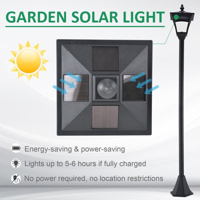 Outsunny Outdoor Garden Solar Light with Base Freestanding Energy ...
