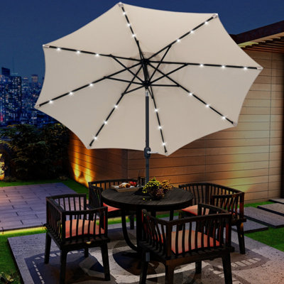Outsunny Outdoor Garden Solar Power 24 LED light Parasol Sun Umbrella ...