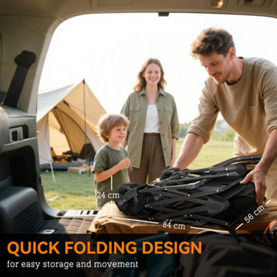 Outsunny Outdoor Push Pull Wagon Stroller Cart w/ Canopy Top Black