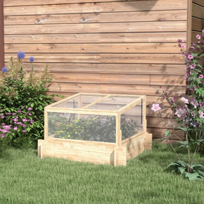 Outsunny Outdoor Raised Garden Bed with Cold Frame Greenhouse and ...