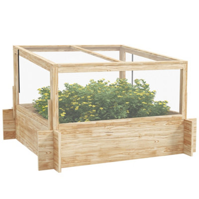Outsunny Outdoor Raised Garden Bed with Cold Frame Greenhouse and ...