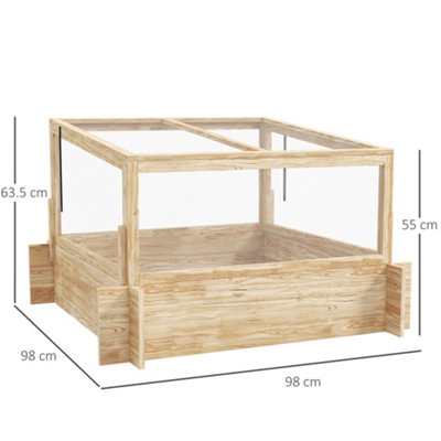 Outsunny Outdoor Raised Garden Bed with Cold Frame Greenhouse and ...