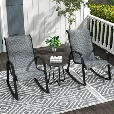 Outsunny Outdoor Rocking Set, Patio Bistro Set w/ Breathable Mesh ...