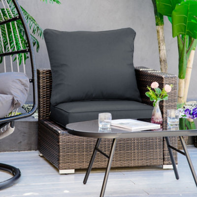 Outsunny Outdoor Seat and Back Cushion Set Deep Seating Chair Cushion Grey