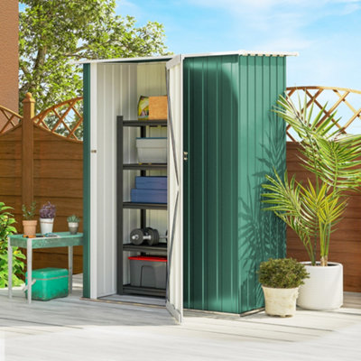 Outsunny Outdoor Storage Shed Steel Garden Shed w/ Lockable Door Green