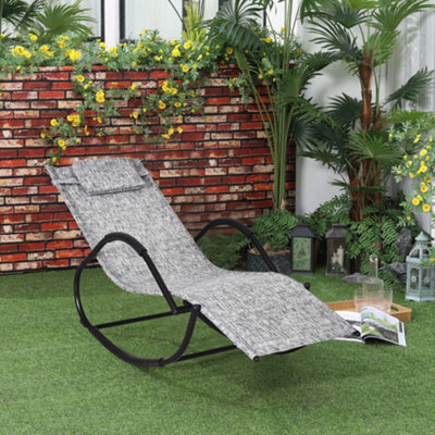 Outsunny Patio Rocking Lounge Chair Zero Gravity Chaise w/ Padded ...