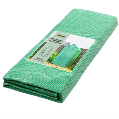 Outsunny PE Greenhouse Cover Replacement with Door and Mesh Windows, Green