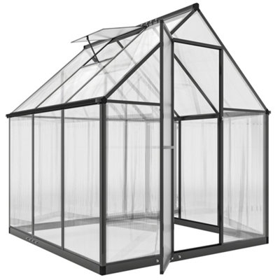 Outsunny Polycarbonate Greenhouse Garden Green House with Rain Gutter ...