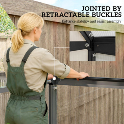 Outsunny Polycarbonate Greenhouse Garden Green House with Rain Gutter ...