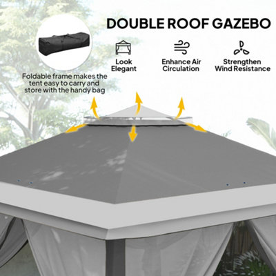 Outsunny Pop Up Gazebo Height Adjustable Canopy Tent w/ Carrying Bag ...