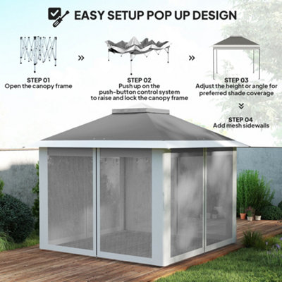 Outsunny Pop Up Gazebo Height Adjustable Canopy Tent w/ Carrying Bag ...