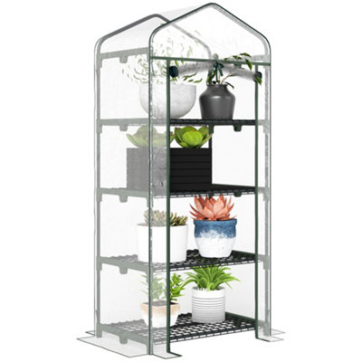 Outsunny Portable 4-Tier Mini Greenhouse Plant Grow House Shed w/ Cover