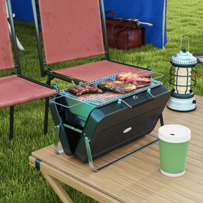Outsunny Portable BBQ Grill with Suitcase Design for Camping Picnic ...