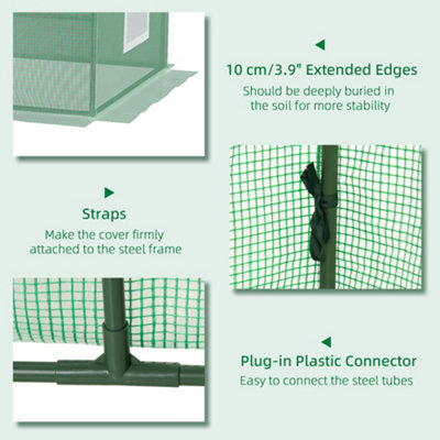 Outsunny Portable Small Polytunnel with Mesh Windows, 240x90x90cm