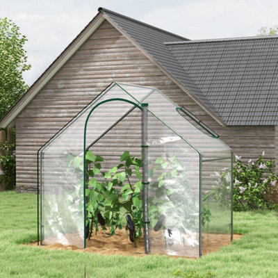 Outsunny Portable Walk-in PVC Greenhouse w/ Zipped Door for Flowers ...