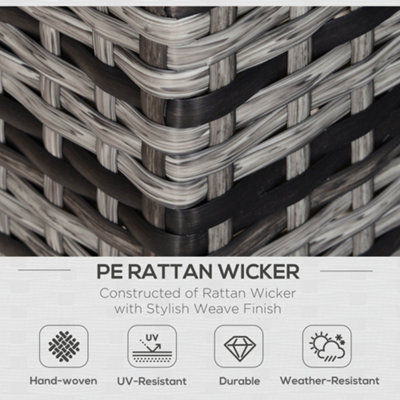 Outsunny Rattan Wicker 2-seat Sofa Loveseat Padded Garden Furniture Grey