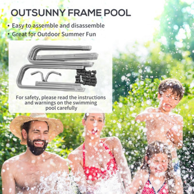 Outsunny Rectangle Above Ground Swimming Pool with Pump and Ladder, Grey