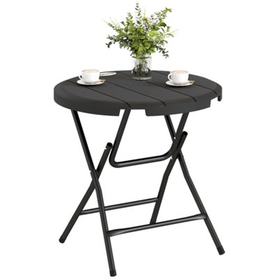 Outsunny Round Garden Dining Table for 4, Foldable Outdoor Table for Garden