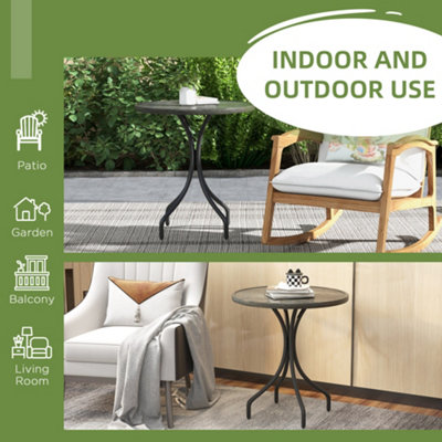 Outsunny Round Garden Table Outdoor Side Table with Steel Frame Grey