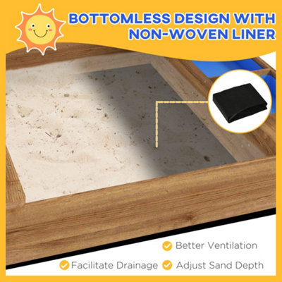 Outsunny Sand Pit with Canopy, Blackboard, Toys, Sink, Seats, Flags for ...