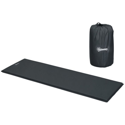 Outsunny Self-Inflating Single Sleeping Pad Air Bed with Carry Bag, Grey