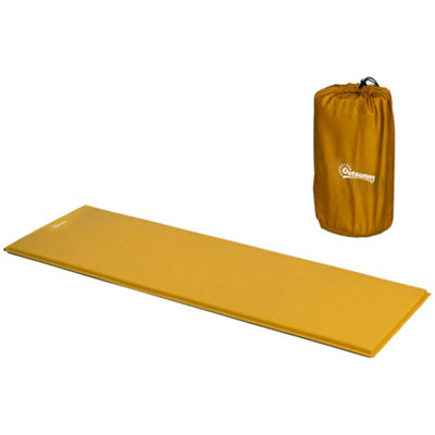 Outsunny Self-Inflating Single Sleeping Pad Air Bed with Carry Bag, Khaki