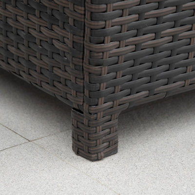 Outsunny Side Table Furniture Tempered Glass Garden Patio Wicker Brown