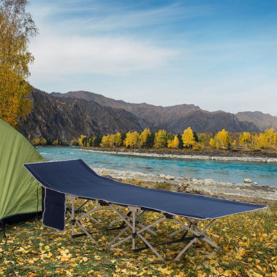 Outsunny Single Portable Outdoor Military Sleeping Bed Camping Cot Blue