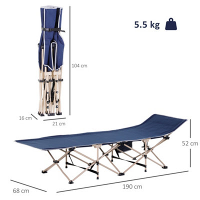 Outsunny Single Portable Outdoor Military Sleeping Bed Camping Cot Blue