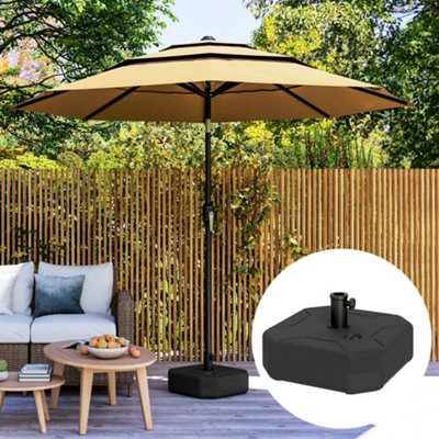 Outsunny Square Garden Parasol Base, Sand/Water Filled Parasol Stand, Black