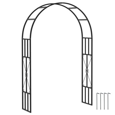 OUTSUNNY STEEL GARDEN ARCH, 2.2M HIGH X 1.5M WIDE METAL GARDEN TRELLIS ...