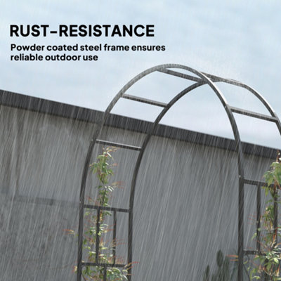 OUTSUNNY STEEL GARDEN ARCH, 2.2M HIGH X 1.5M WIDE METAL GARDEN TRELLIS ...