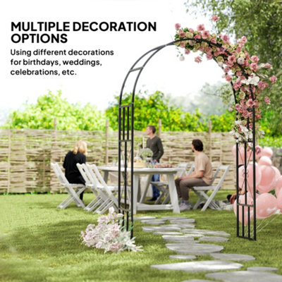 Outsunny Steel Garden Arch, 2.2m High x 1.5m Wide Metal Garden Trellis ...
