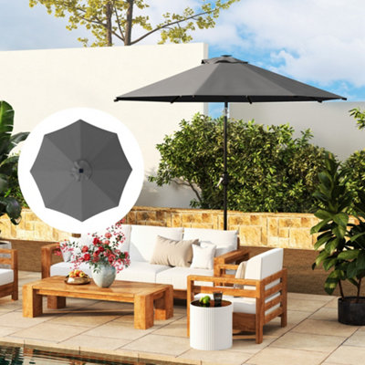 Outsunny UPF 50+ Replacement Parasol Canopy Parasol Cover Replacement, Grey