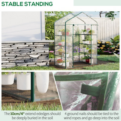 Outsunny Walk In Greenhouse Garden Clear PVC Frame Shelves Reinforced ...