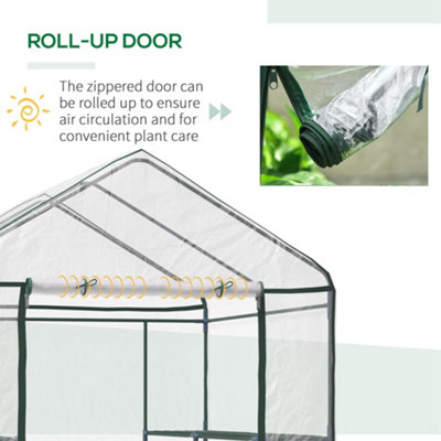 OUTSUNNY WALK IN GREENHOUSE GARDEN CLEAR PVC FRAME SHELVES REINFORCED ...