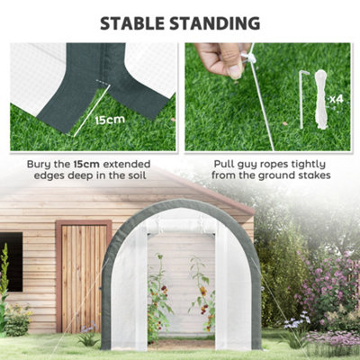 Outsunny Walk-in Tunnel Greenhouse, Upgraded Structure, Mesh Door & Windows