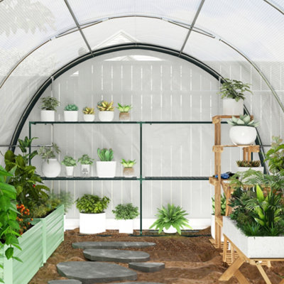 Outsunny Walk-in Tunnel Greenhouse, Upgraded Structure, Mesh Door & Windows
