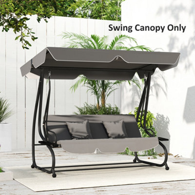 Outsunny Waterproof Garden Swing Canopy Replacement 3 Seater, Dark Grey