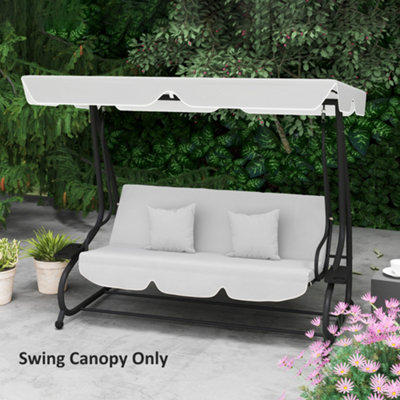 Outsunny Waterproof Garden Swing Canopy Replacement 3 Seater, Light Grey