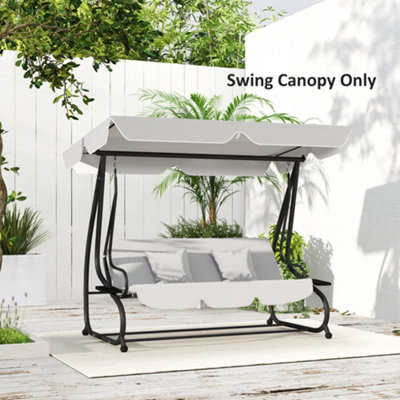Outsunny Waterproof Garden Swing Canopy Replacement 3 Seater, Light Grey